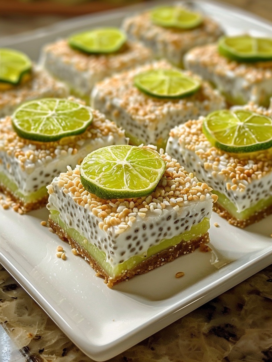 Vegan Coconut Lime Chia Pudding Bars - Foodie